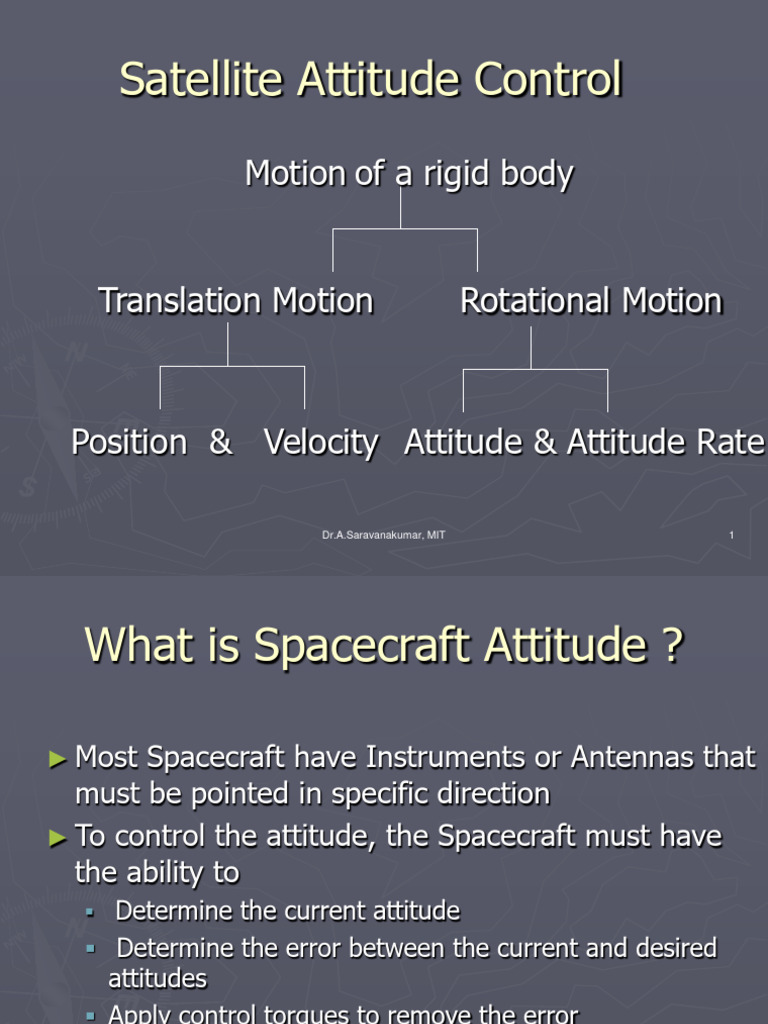 Satellite Attitude Control Motion Of A Rigid Body Pdf Spacecraft Propulsion Rotation