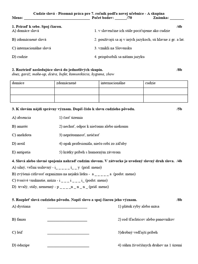 Cudzie Slová - Písomná Práca | PDF