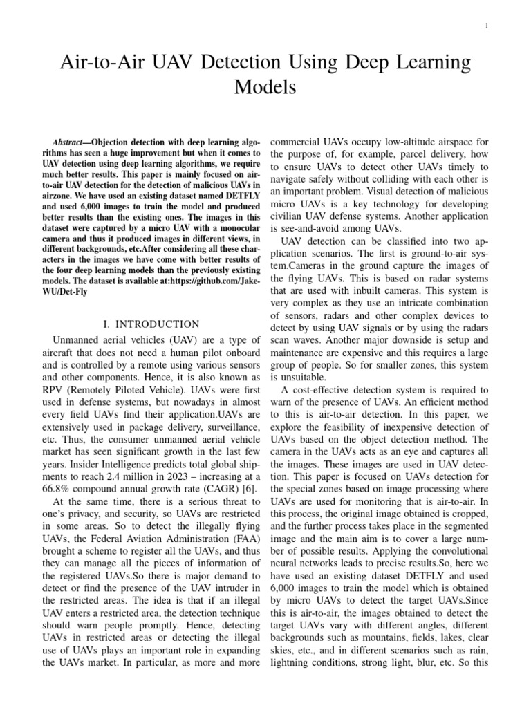 Air TO Air UAV DETECTION | Download Free PDF | Unmanned Aerial Vehicle ...