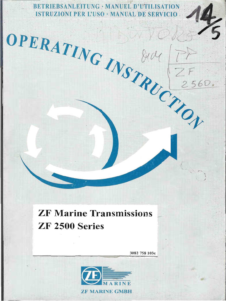 ZF MARINE TRANSMISSIONS ZF 2500 SERIES | PDF | Clutch | Manufactured Goods
