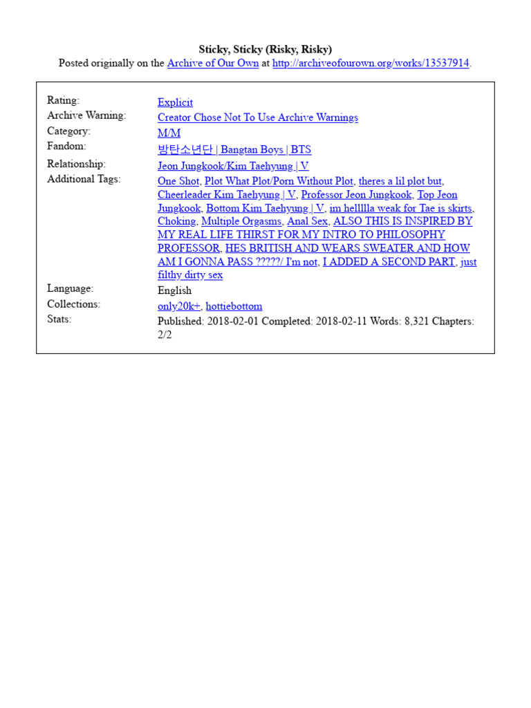 Sticky Sticky Risky (8k ONESHOT) | PDF