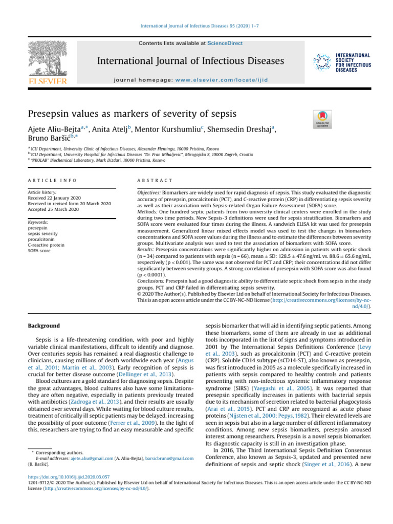Presepsin Values As Markers of Severity of Sepsis | PDF | Sepsis ...