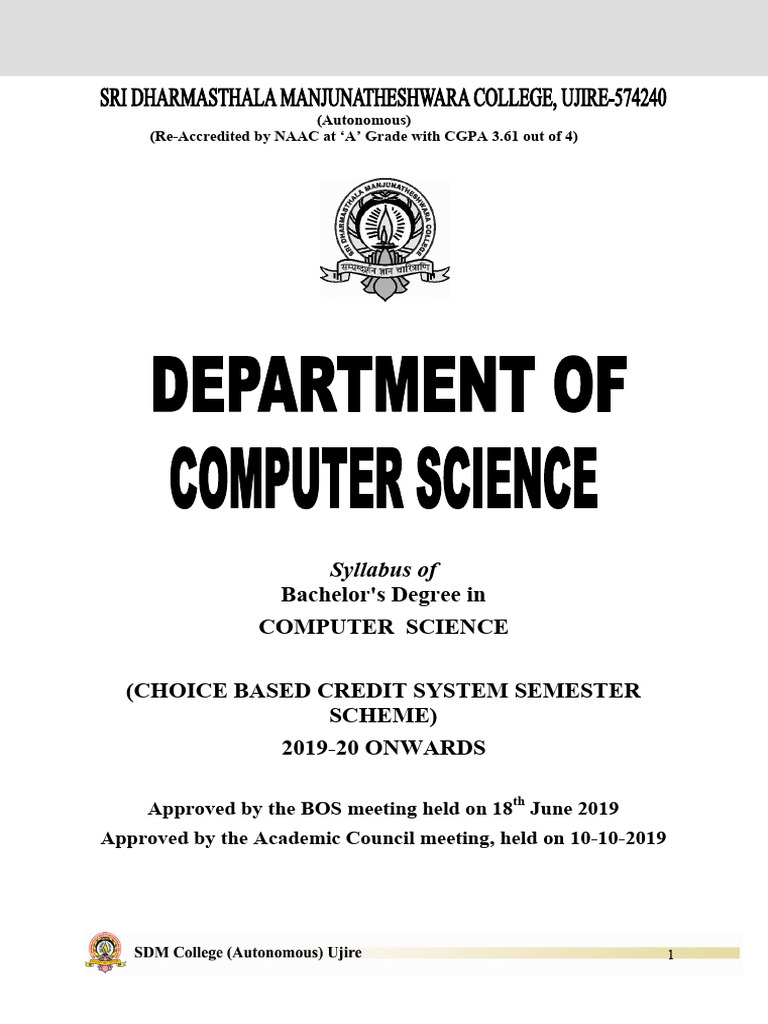 Syllabus of Bachelor's Degree in Computer Science (Choice Based Credit ... Syllabus of Bachelor's Degree in Computer Science (Choice Based Credit ...