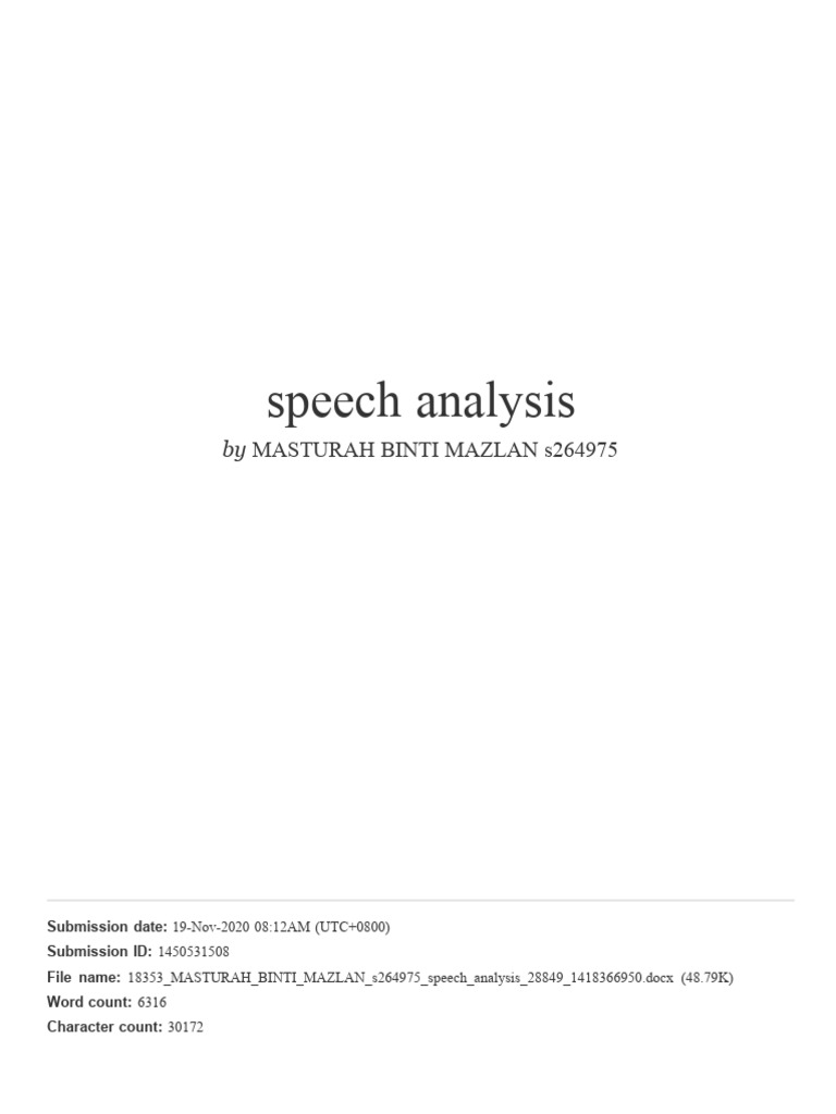 Sample of Speech Analysis Task | PDF
