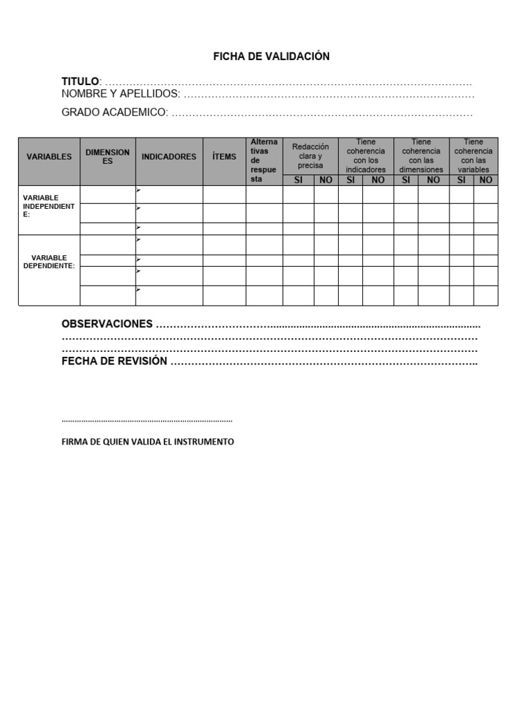 Ficha de Validacion | PDF