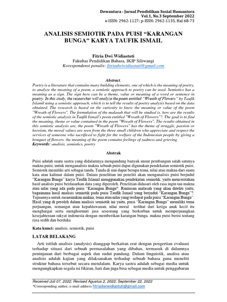 Analisis Semiotik Pada Puisi Analisis Semiotik Pada Puisi