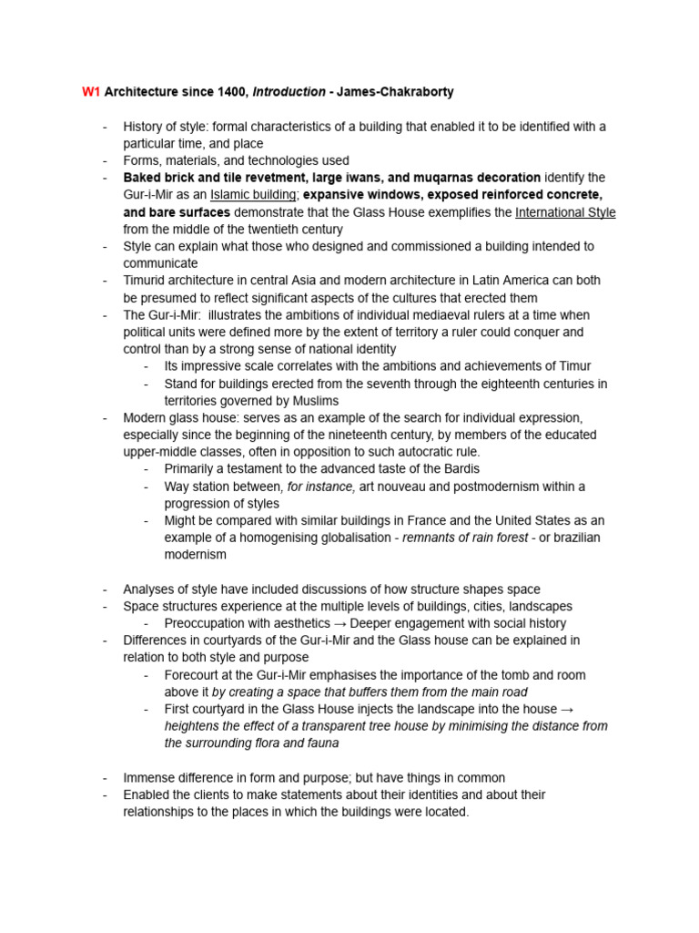Architecture Since 1400, Introduction - James-Chakraborty PART 1 | PDF