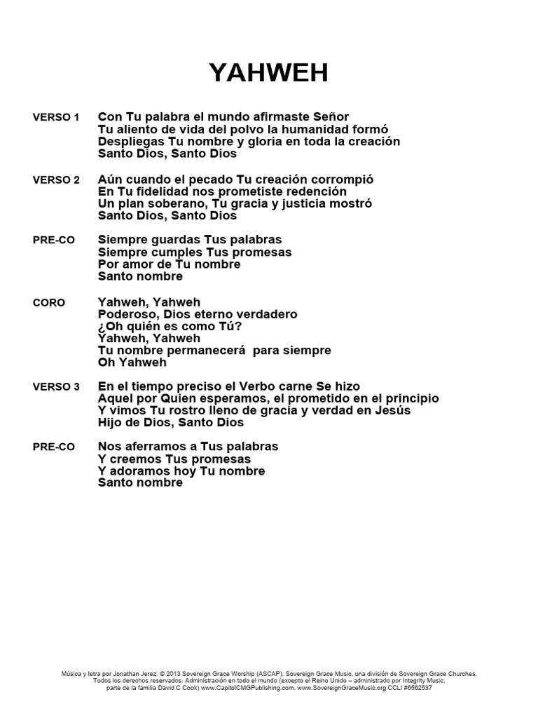 Yahweh Letra | PDF | Religión y espiritualidad
