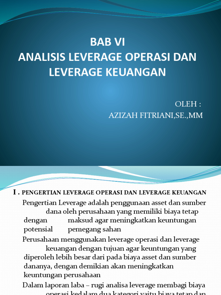 BAB II ANALISIS LEVERAGE OPERASI DAN KEUANGAN Azizah | PDF