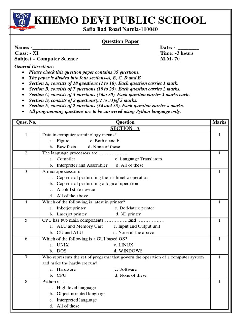 CS-XI | PDF | C (Programming Language) | Data Type