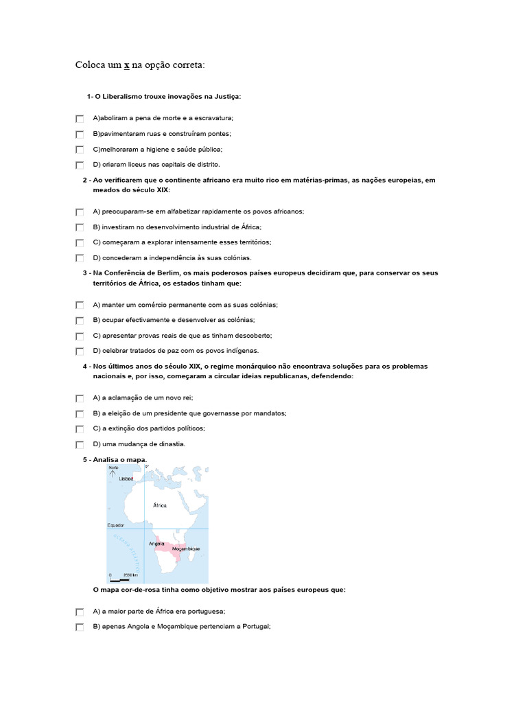 Ficha Mapa cor de rosa - 1ª República | PDF | Portugal | República