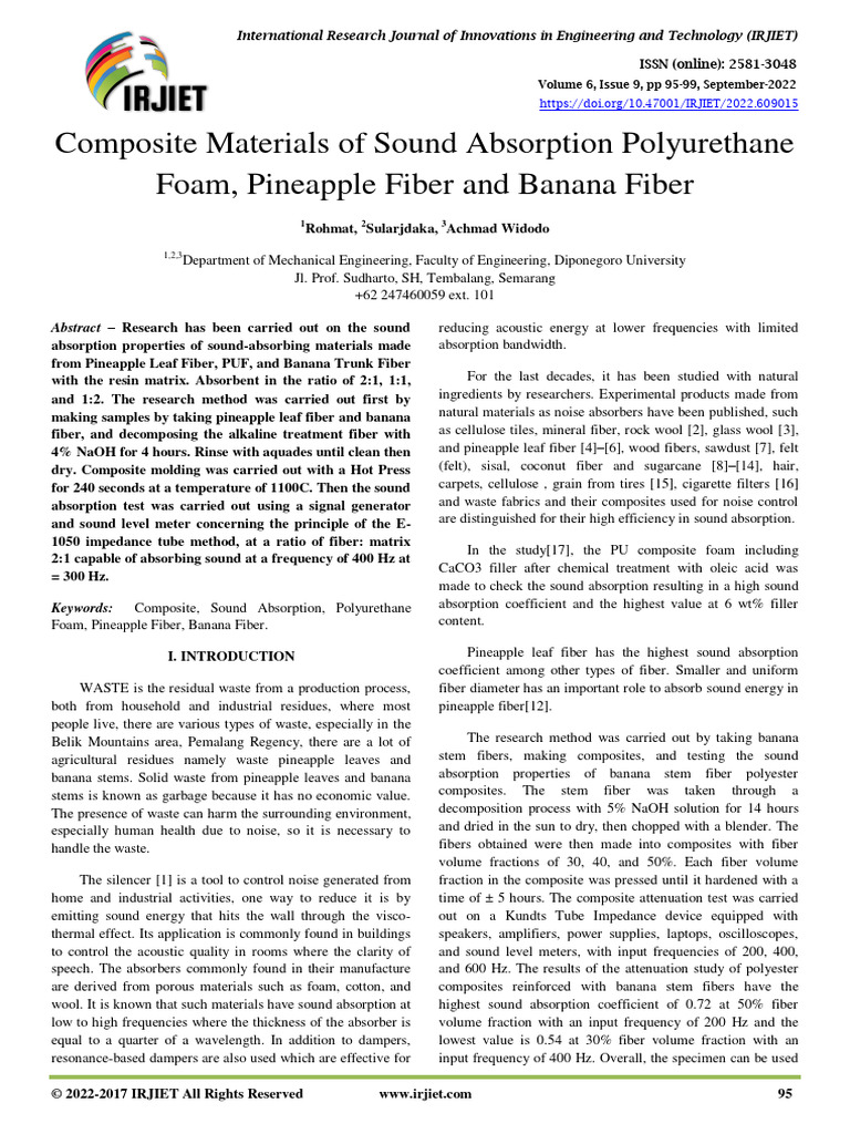 Composite Materials of Sound Absorption Pineapple and Banana Fibre | PDF | Composite Material ...