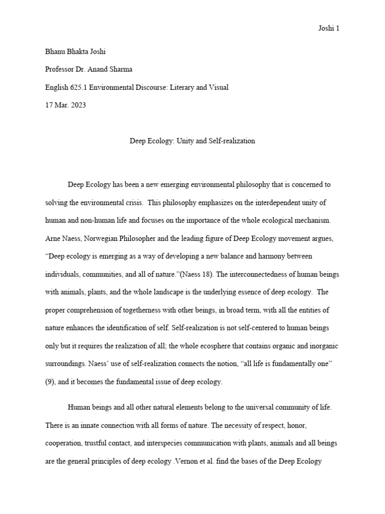 Envi. Discourse Final Paper | PDF | Nature | Ecology