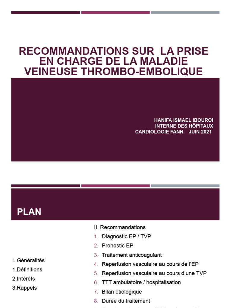 Prise en charge de la maladie veineuse thrombo-embolique | PDF | Angiologie | Médecine clinique