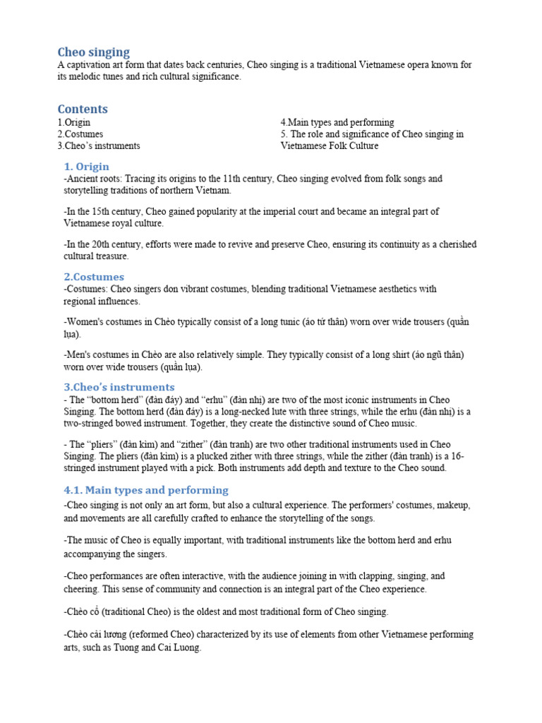 Cheo Singing | Download Free PDF | String Instruments | Vietnam