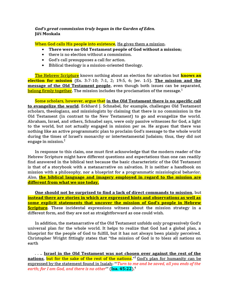 Introduction To Mission in OT | PDF | Book Of Genesis | Daniel ...