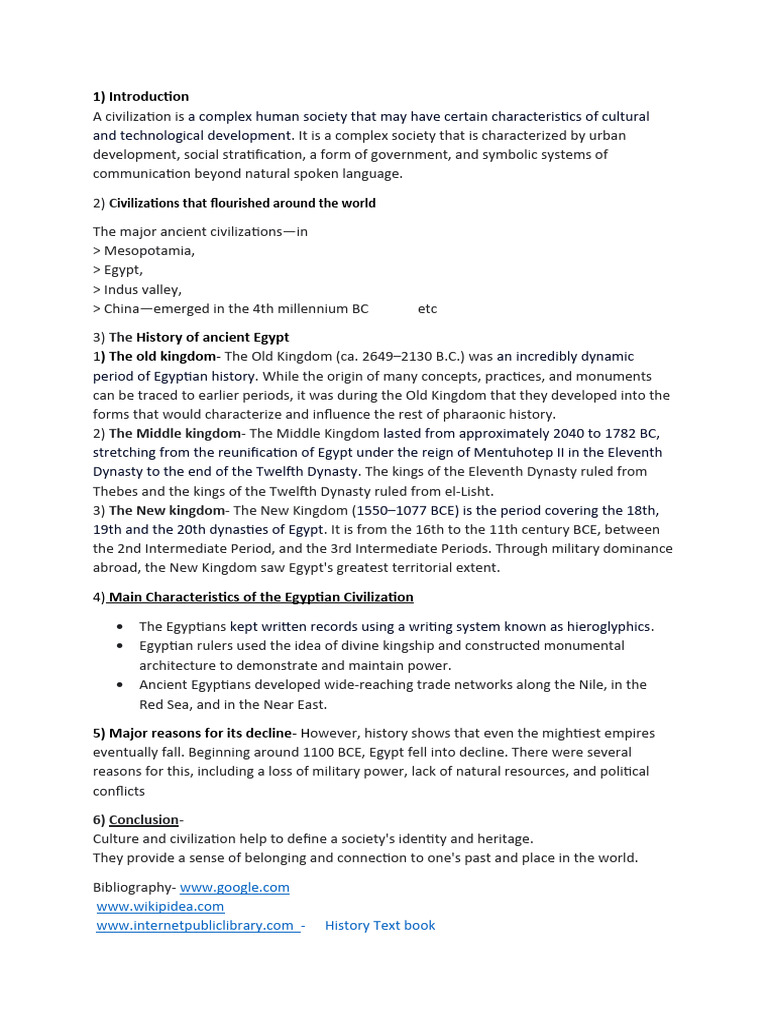 History Project | PDF | Ancient Egypt | Civilization