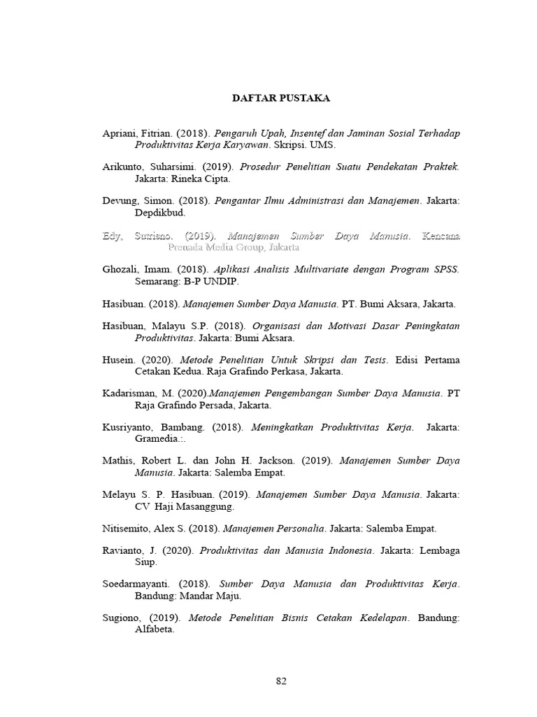 Daftar Pustaka Manajemen SDM Sutrisno | PDF