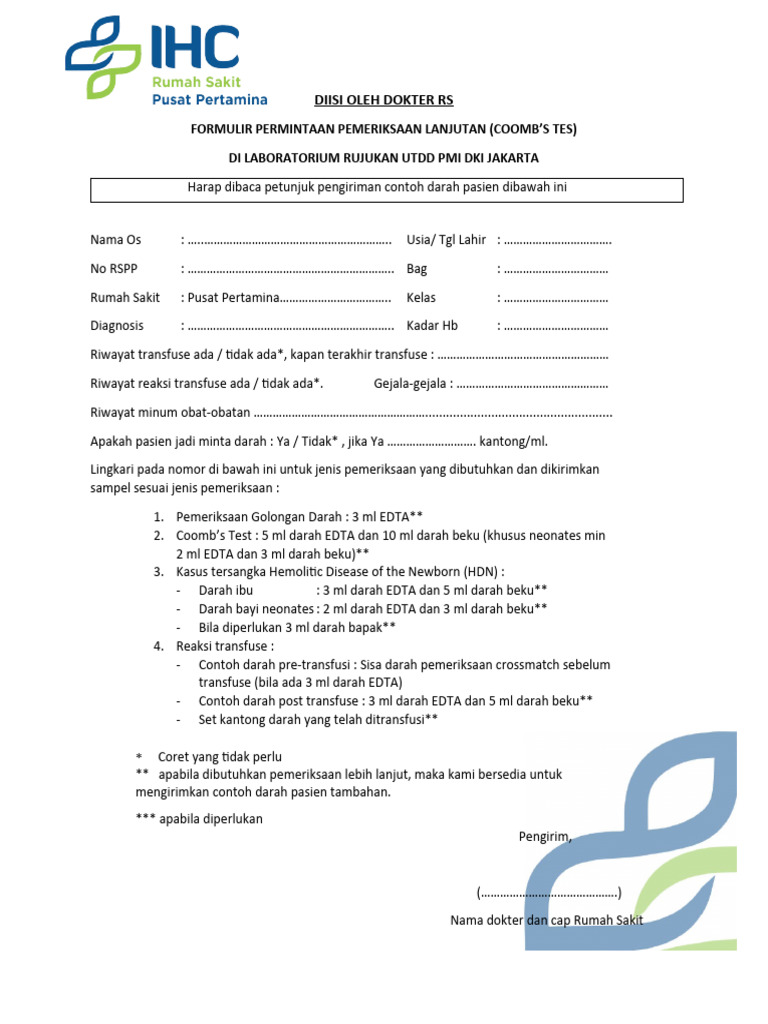 Formulir Rujukan Ke Pmi 2022 | PDF