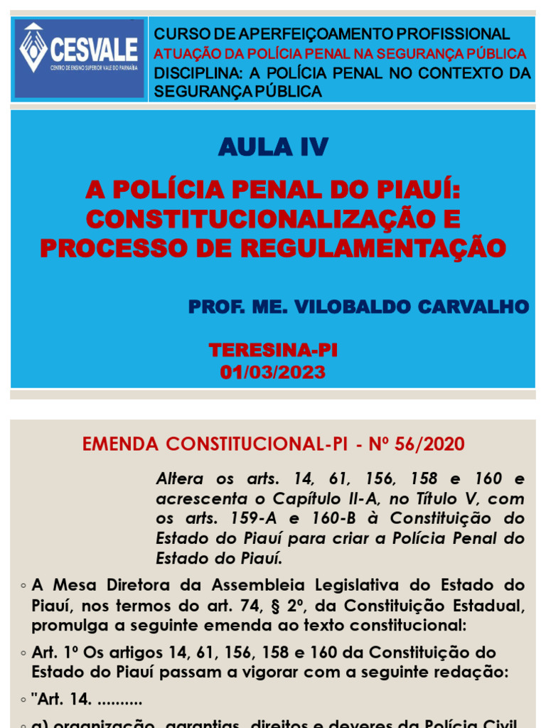 SLIDES II AULA 4 (1) | PDF | Polícia | Direito Penal