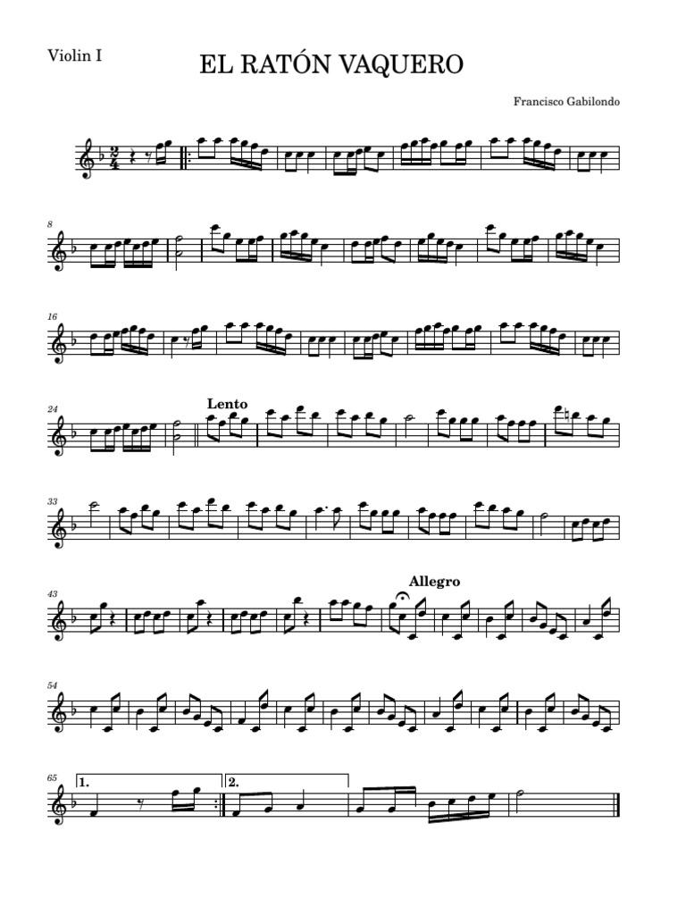 EL RATÓN VAQUERO-Violin_I | PDF