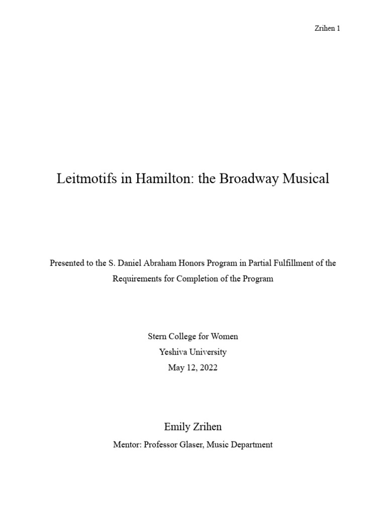 Hamilton Musical Leitmotifs Analysis | PDF | Hamilton (Musical ...