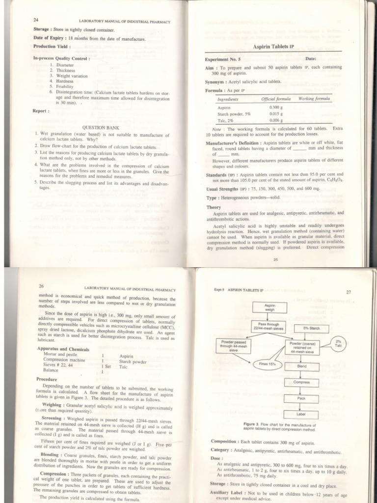 Aspirin Tablet | PDF