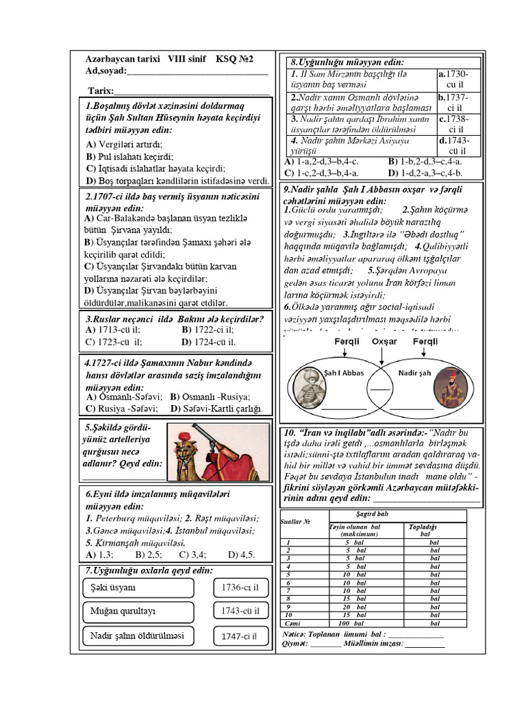 Azərbaycan Tarixi VIII Sinif KSQ 2 | PDF