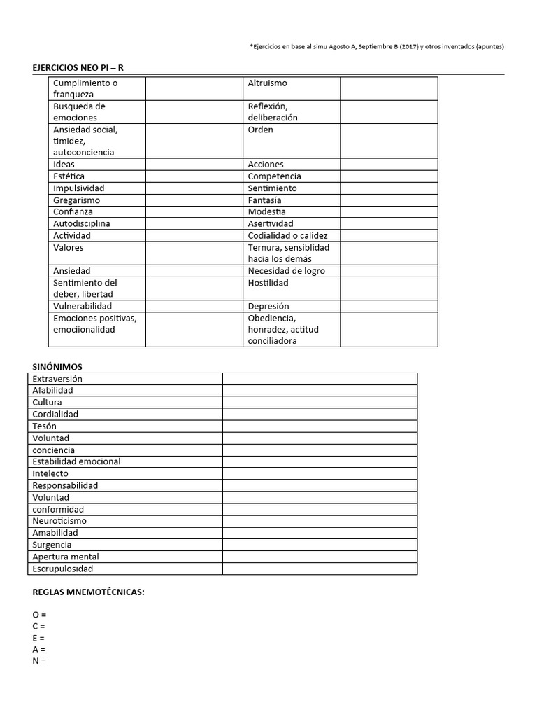 Ejercicios PIR | PDF | Las emociones | Estrés (biología)