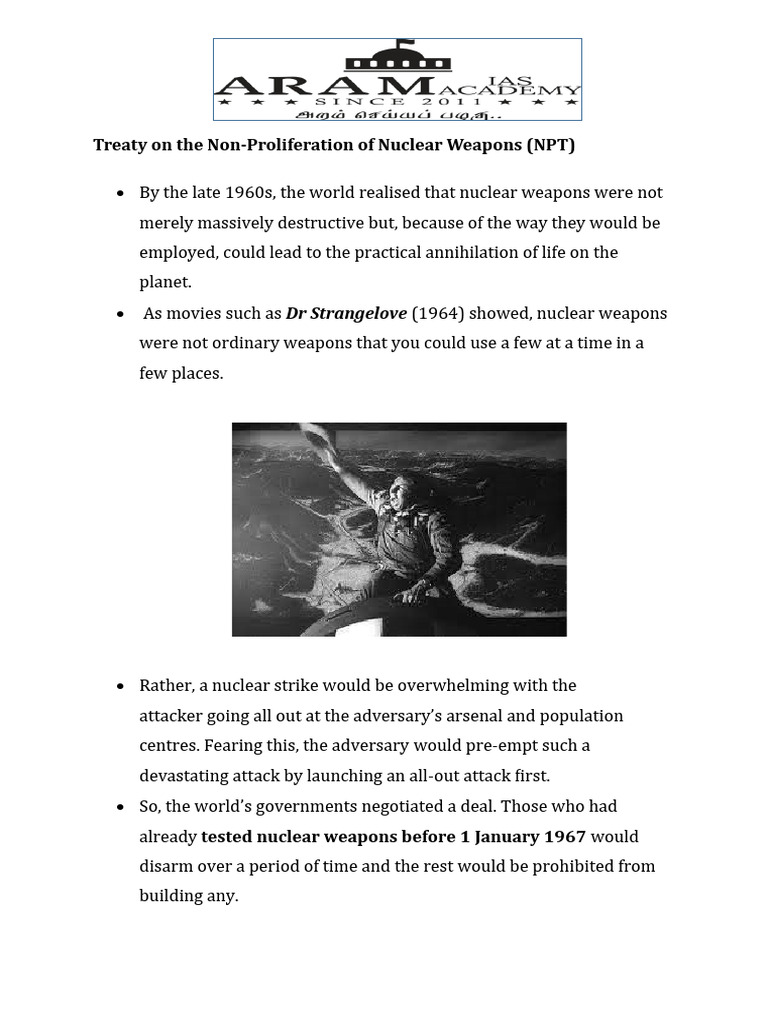 Treaty On The NPT | PDF | Treaty On The Non Proliferation Of Nuclear ...