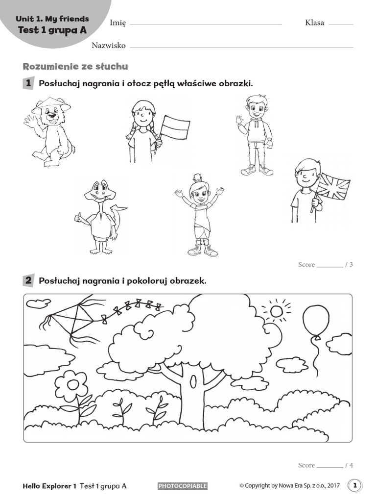 Hello Explorer 1 Unit 1 Test 1 | PDF