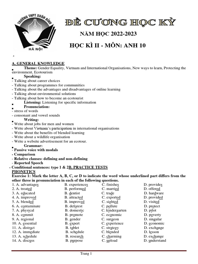 Học Kì Ii - Môn: Anh 10 | PDF | Sustainability | Climate Change