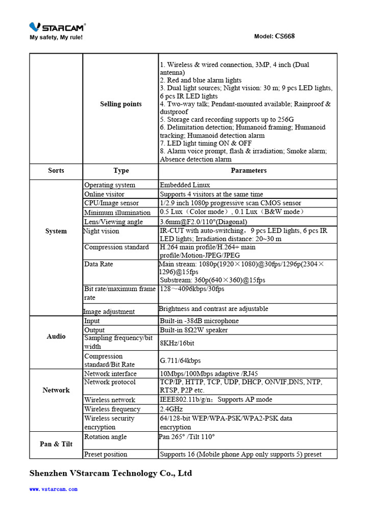 CS668 Starcam Specs | PDF | Data Compression | Computing