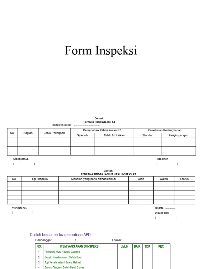 Form Inspeksi | PDF