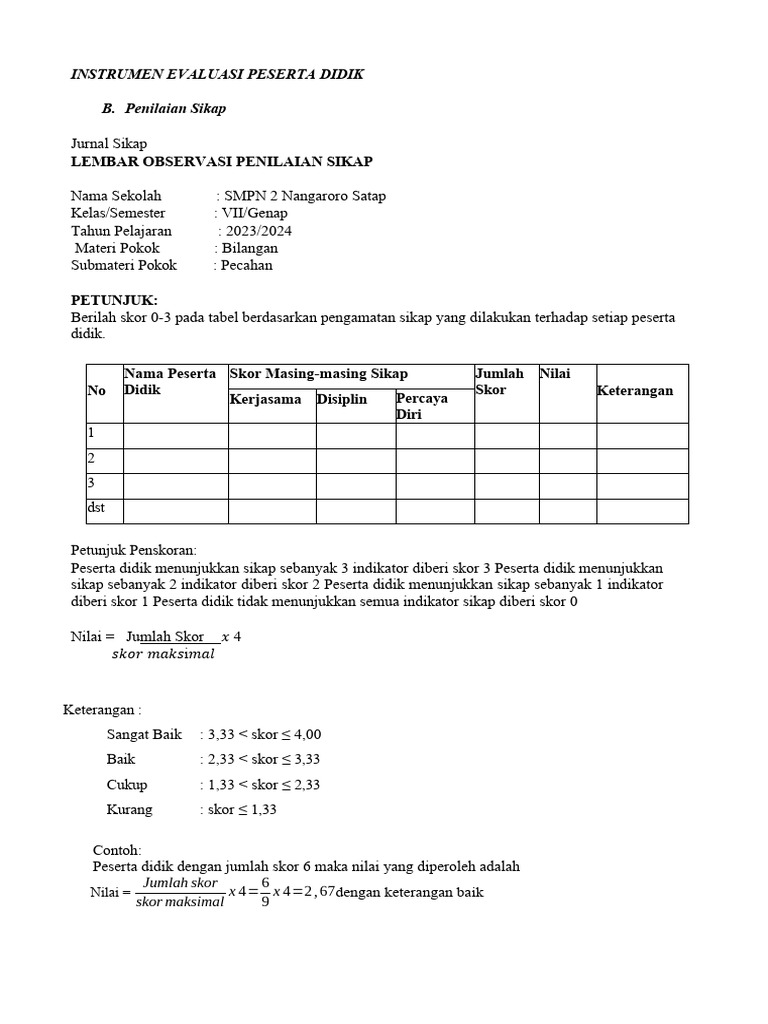 Instrumen Evaluasi Peserta Didik | PDF
