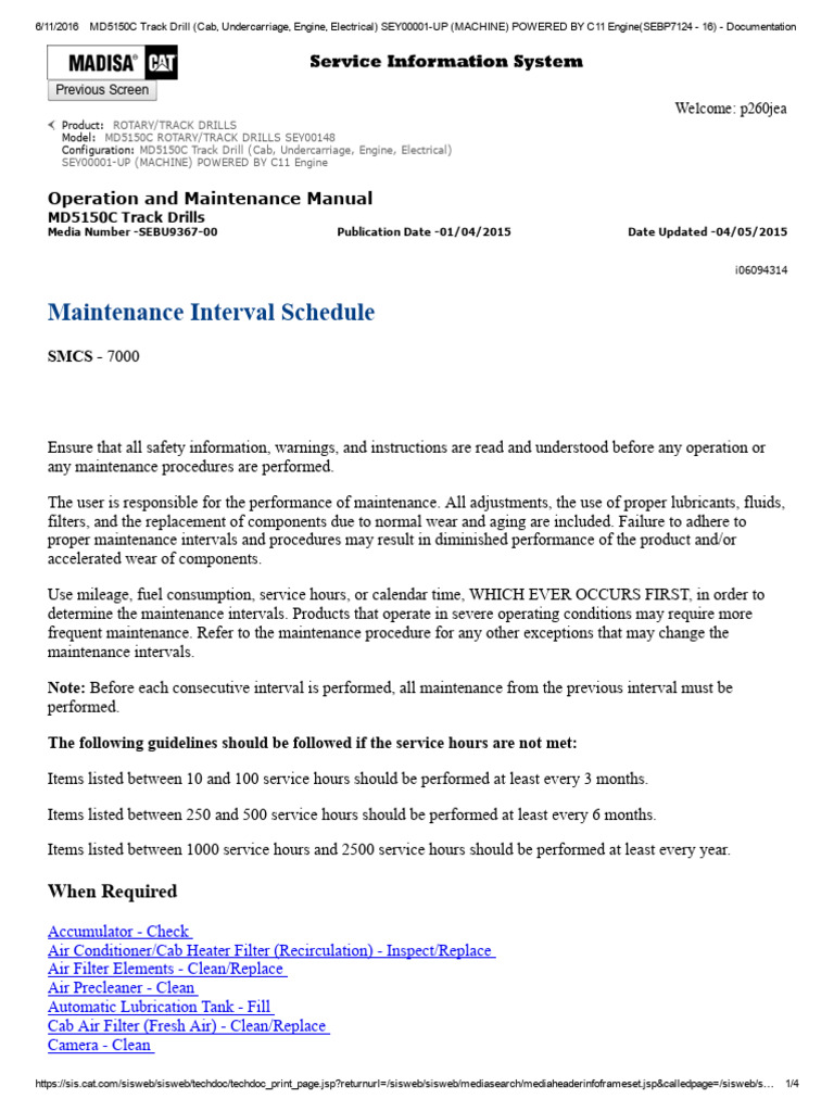 Maintenance Interval Schedule | PDF | Oil | Drill