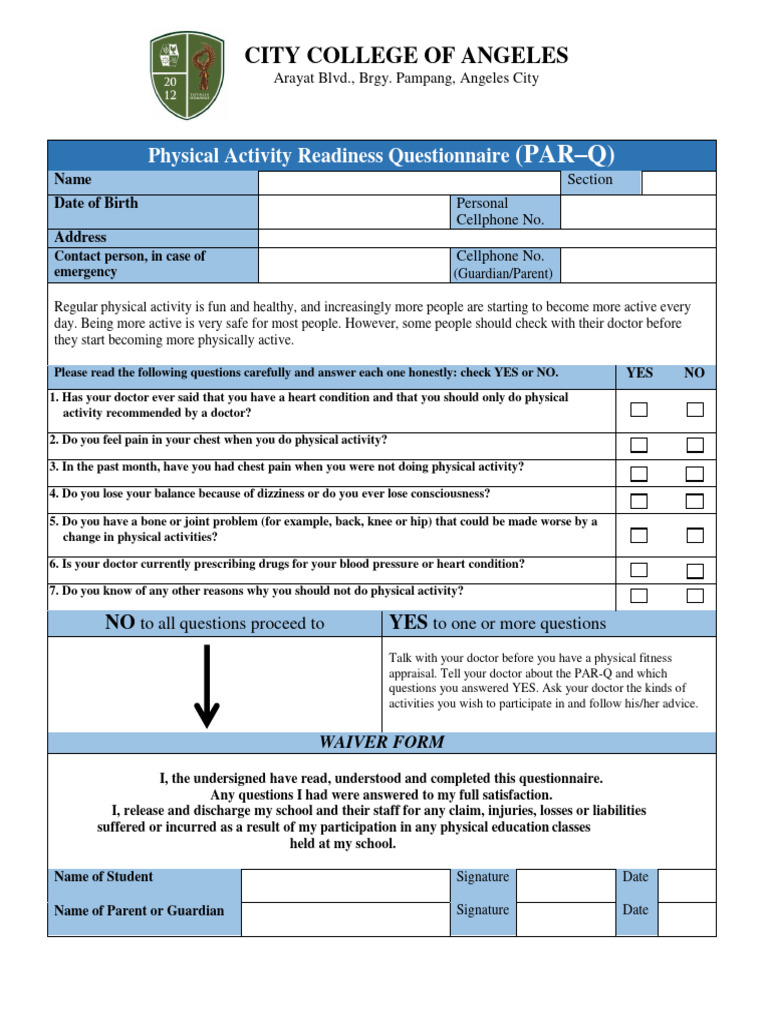PARQ | PDF | Diseases And Disorders | Medical Specialties