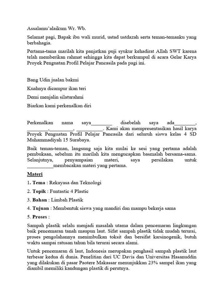 Teks Presentasi P5 Anak Anak | PDF