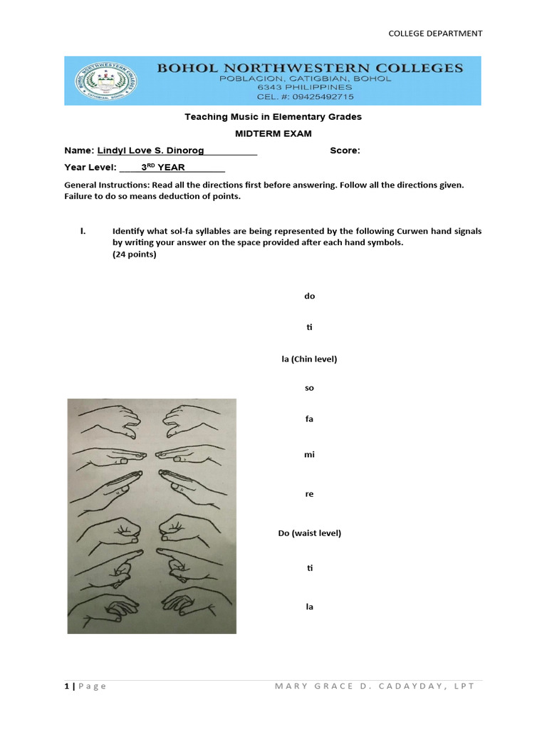 Midterm Exam | PDF | Rhythm | Behavior Modification