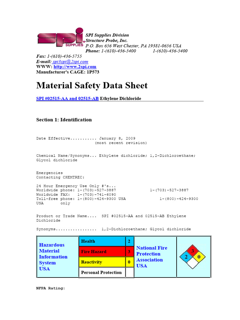 Msds of Edc | PDF | Waste | Dangerous Goods