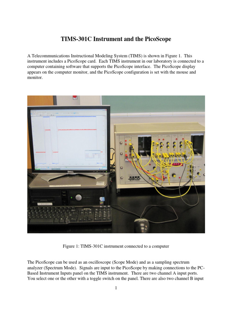 TIMS-301C Instrument and The PicoScope | PDF | Spectral Density ...