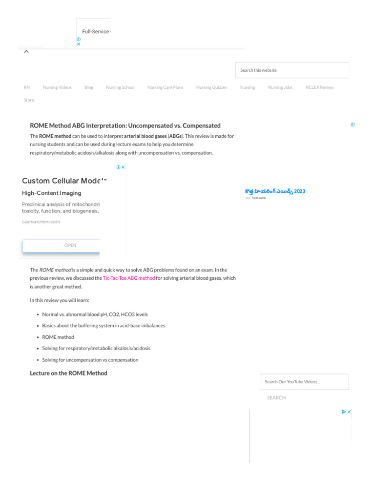 ROME Method ABG Interpretation - Uncompensated vs. Compensated | PDF ...