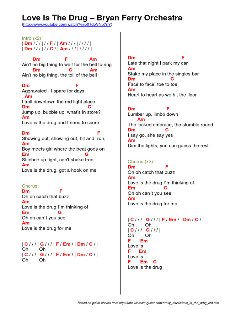 Roxy Music - Love Is The Drug (Guitar) | PDF | Rock Songs | Popular Music