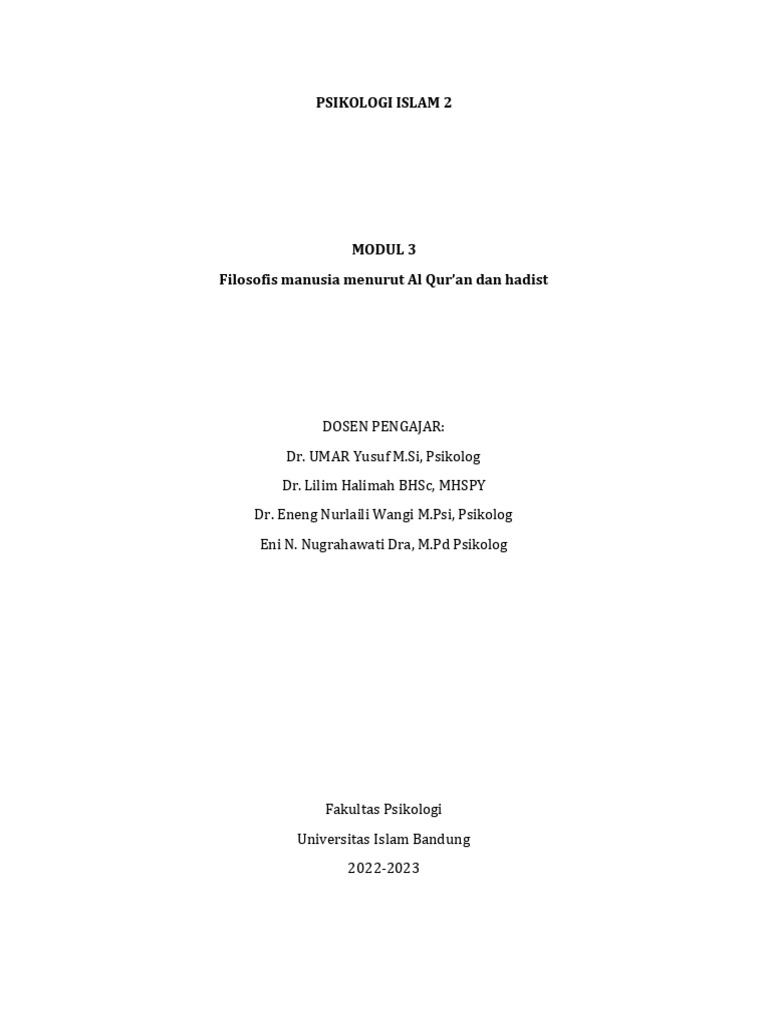 Filosofi Manusia dalam Al-Qur'an dan Hadist | PDF | Filsafat | Agama ...