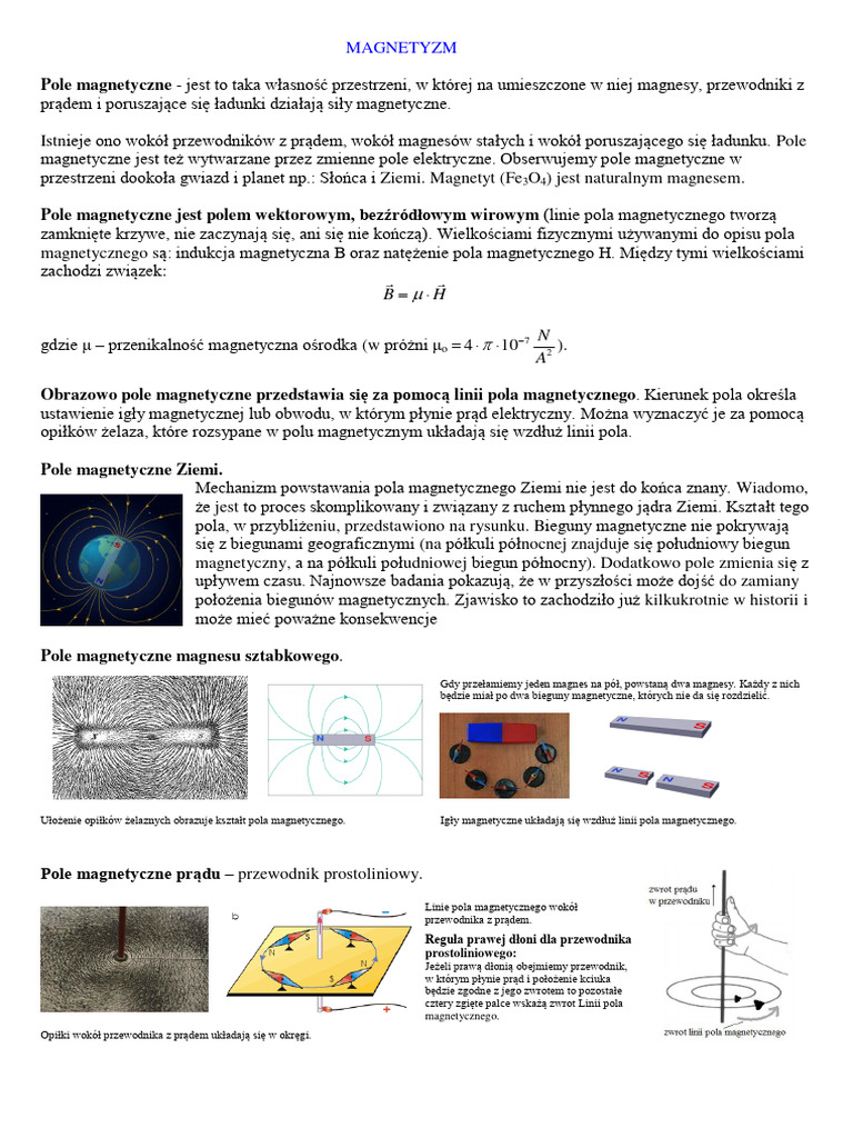 Magnetyzm - Opracowanie | PDF