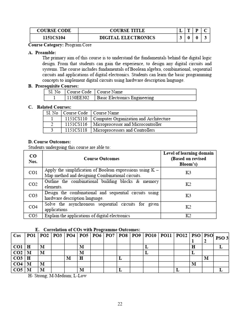 1151CS104 Digitalelectronics Syllabus | PDF | Digital Electronics ...