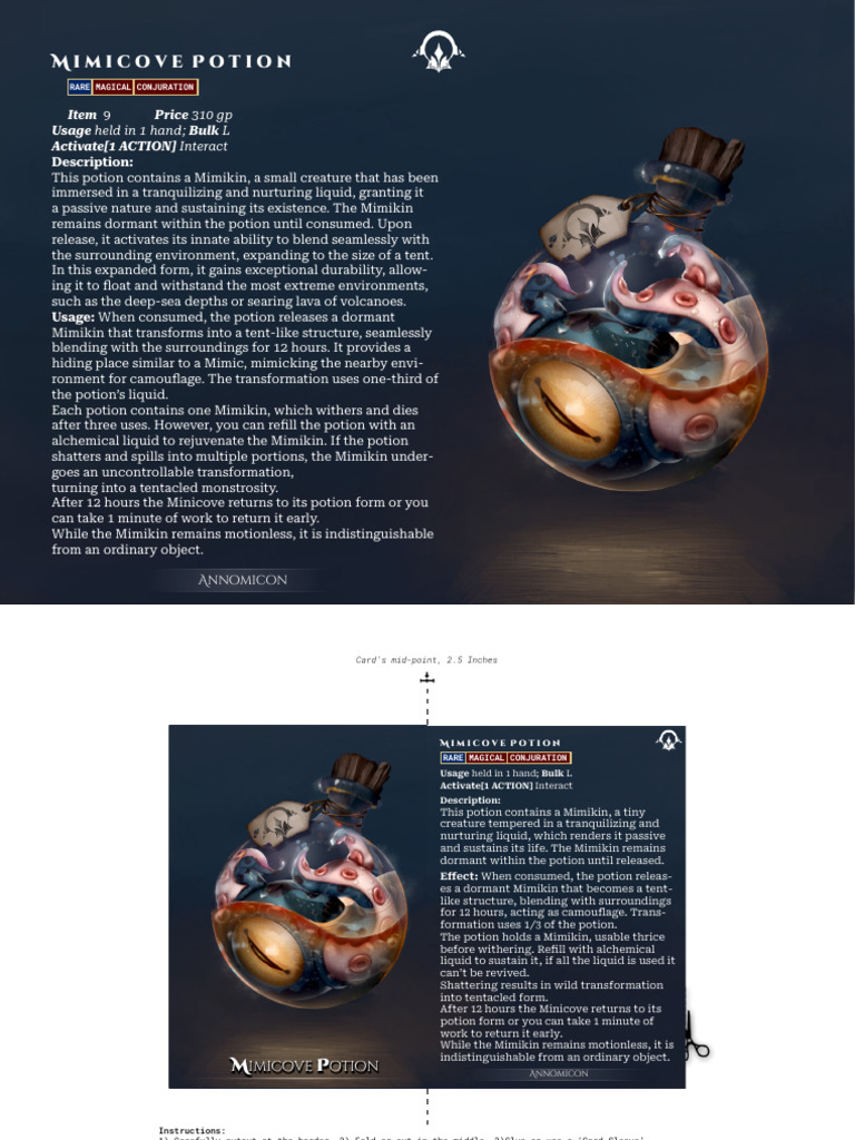 Mimicove Potion Pf2e | PDF
