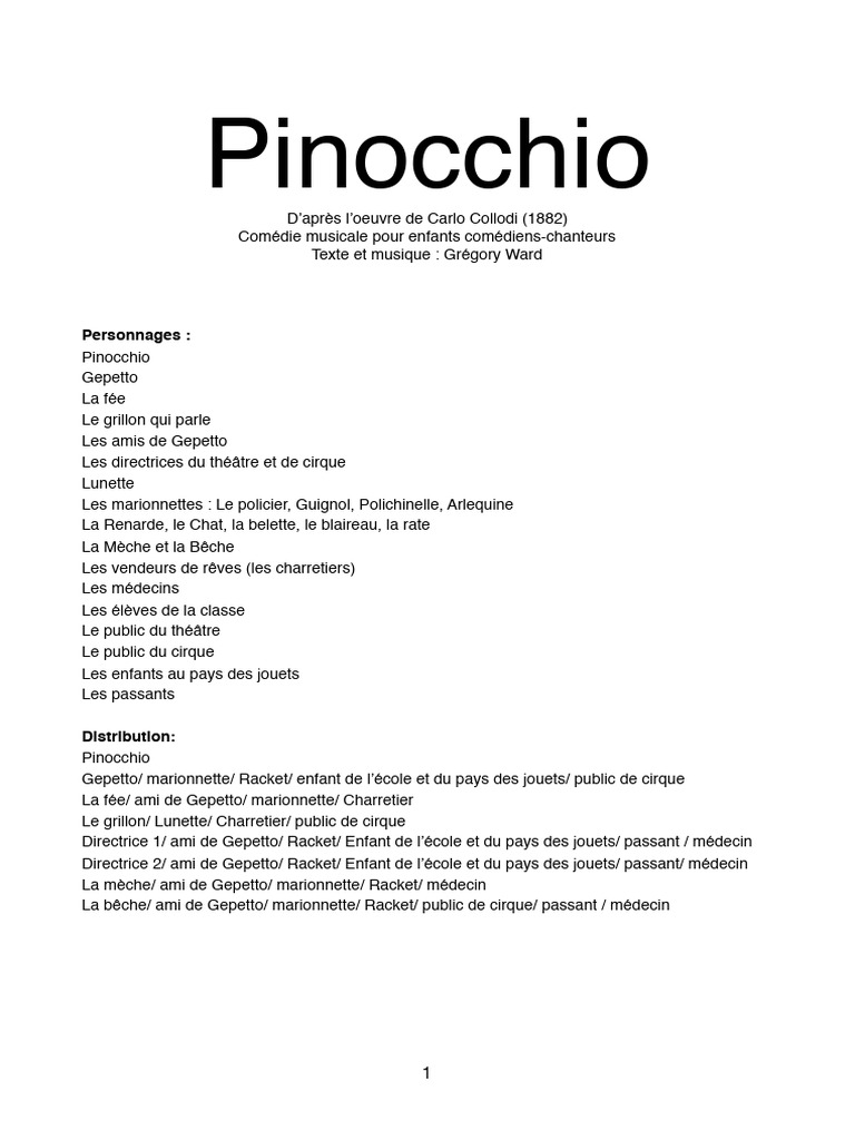 Résumé de l'histoire de Pinocchio | PDF | Pinocchio
