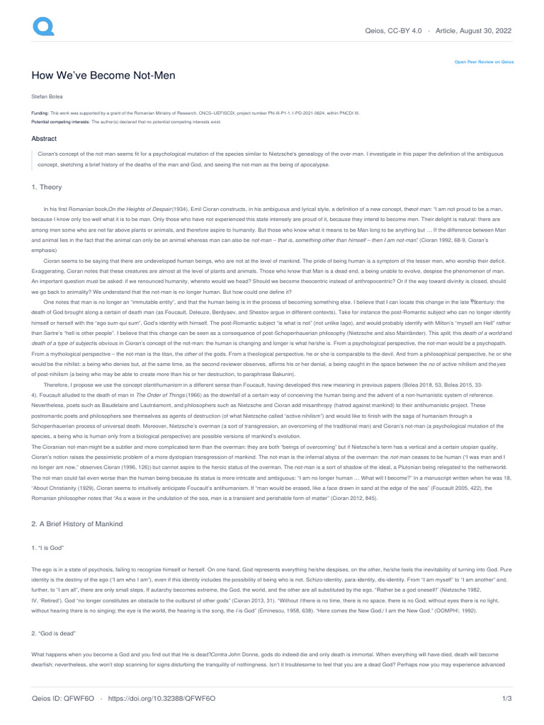 How We Ve Become Not Men | PDF | Nihilism