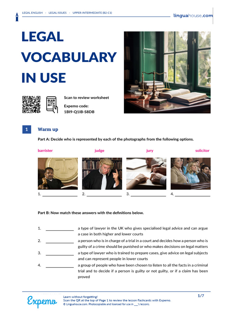 Legal Vocabulary for Law Students | PDF | Burden Of Proof (Law ...
